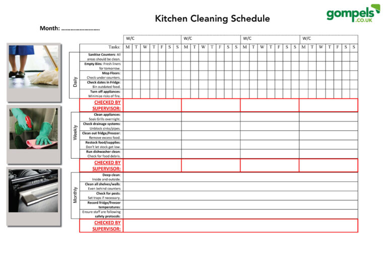 √ Deep Cleaning Schedule Template