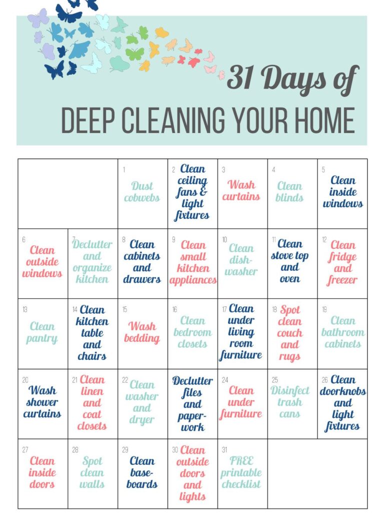 √ Deep Cleaning Schedule Template