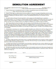 √ Printable Demolition Contract Template
