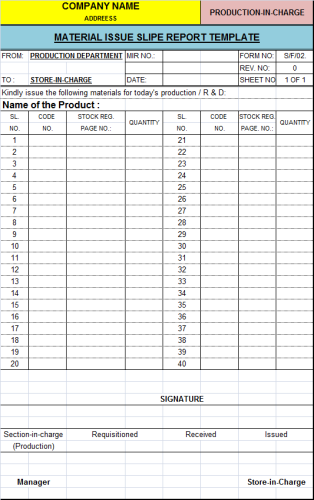 √ Free Diesel Issue Slip Template (Excel)