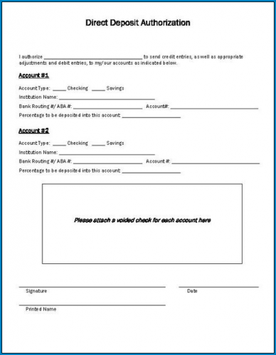 √ Free Printable Direct Deposit Authorization Form
