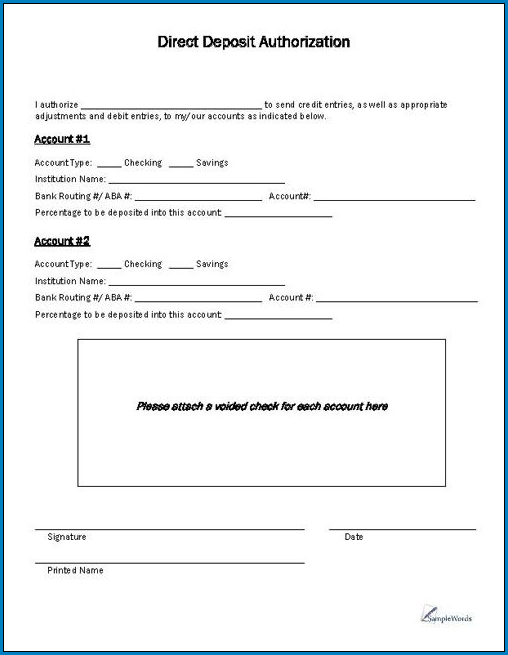  Free Printable Direct Deposit Form Templateral