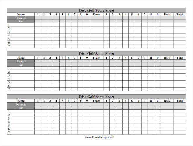 Disc Golf Score Sheet Template | Templateral