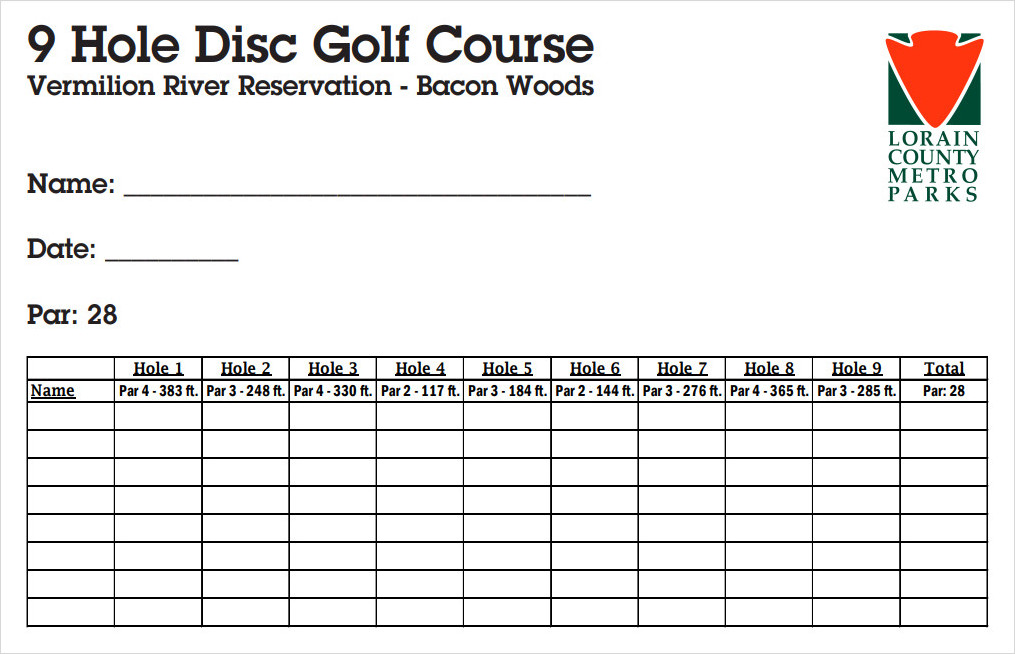 Disc Golf Scorecard Template Templateral Disc Golf Scorecard Template Templateral