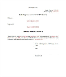 Divorce Certificate Template | Templateral