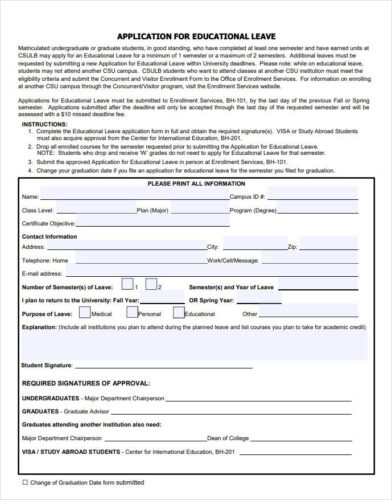 √ Free Printable Leave Application Form