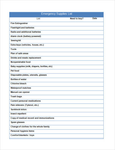 √ Free Printable Supply List Template
