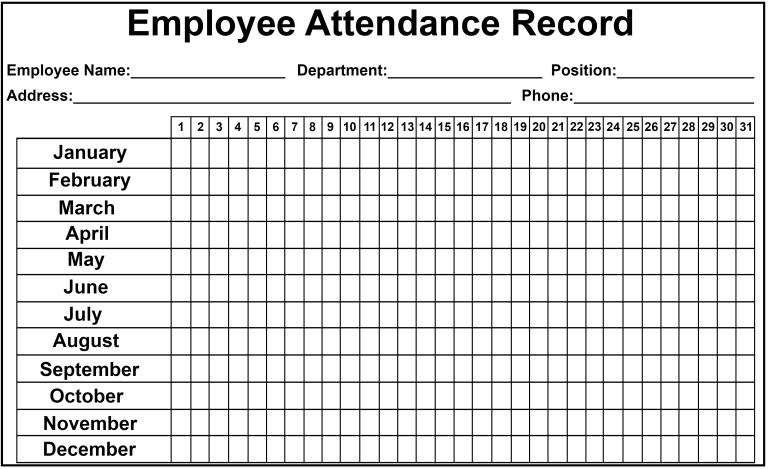 √ Employee Attendance Record Sheet Template (Excel)
