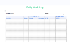 Employee Daily Task Log Template Example | Templateral