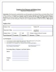 √ Free Printable Employee Separation Form
