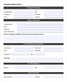 √ Free Printable Employee Referral Form Template