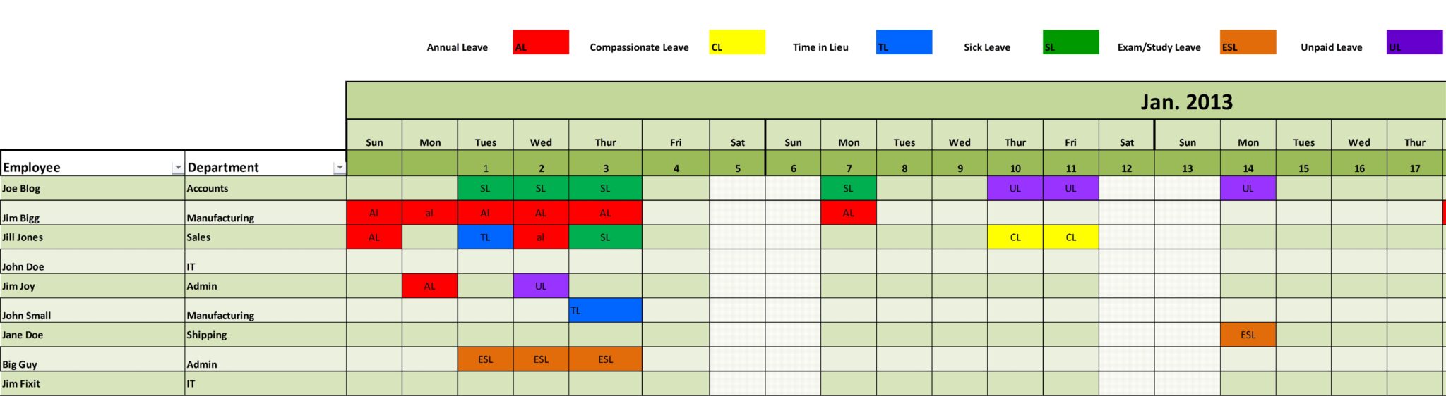 √ Free Printable Employee Leave Roster Template (Excel)
