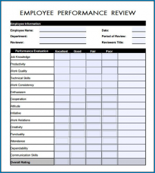 √ Free Printable Employee Performance Review Form