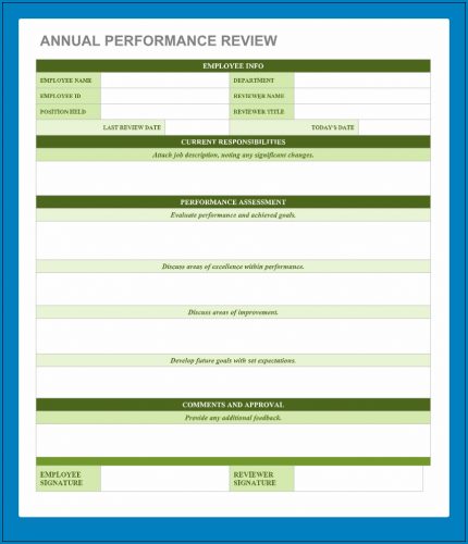 √ Free Printable Employee Performance Review Template