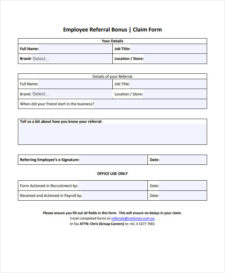 √ Free Printable Employee Referral Form Template