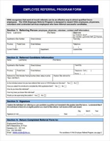 √ Free Printable Employee Referral Form Template