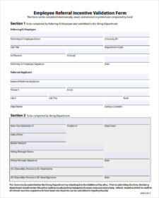 √ Free Printable Employee Referral Form Template