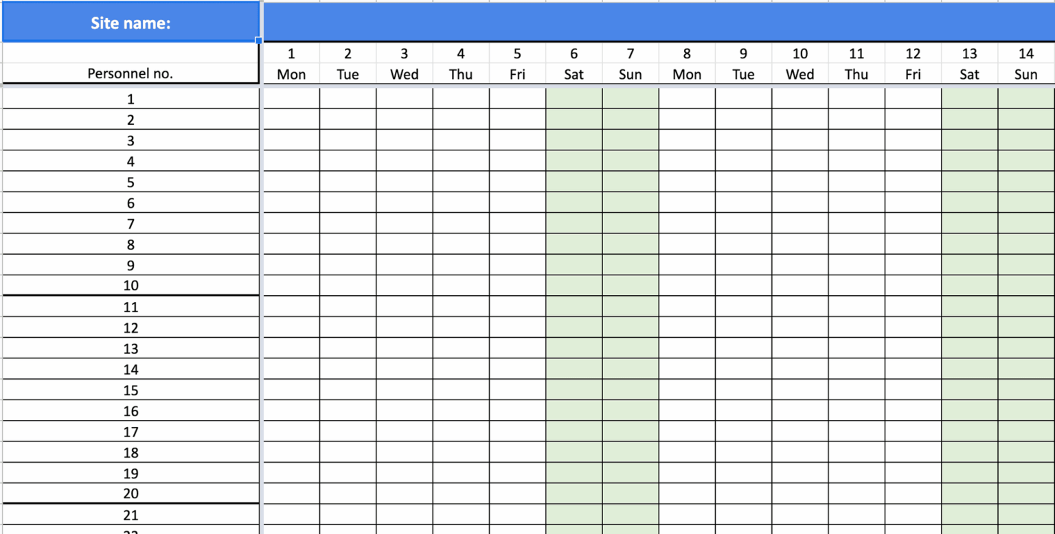 √ Employee Roster Template (Excel)