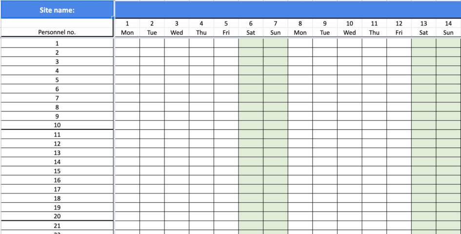 √ Employee Roster Template (Excel)