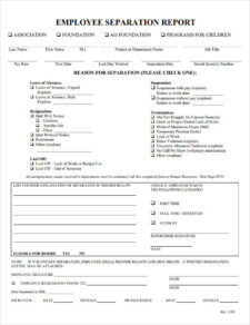 √ Free Printable Employee Separation Form