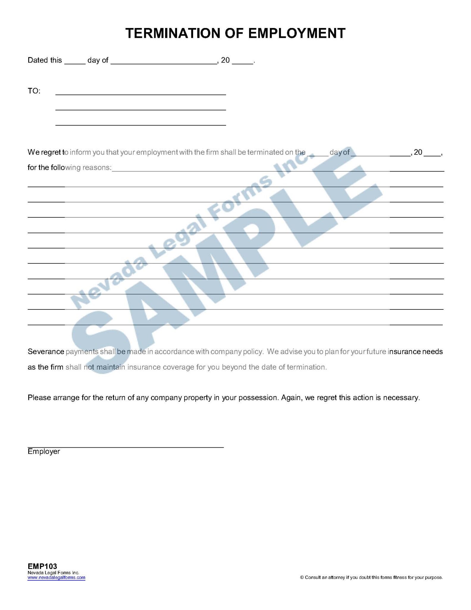√ Free Printable Employee Termination Form