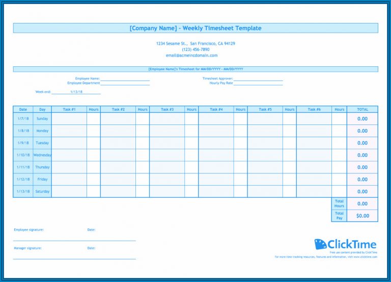 √ Free Editable Employee Time Tracking Excel Template