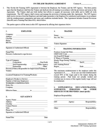 √ Printable Employee Training Agreement Template