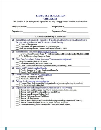 √ Free Printable Employee Separation Form