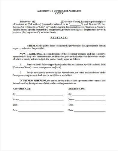 √ Equipment Consignment Agreement Template