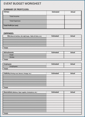 √ Free Printable Event Planning Budget Template