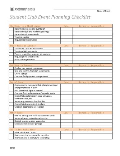 √ Printable Event Planning Checklist Template
