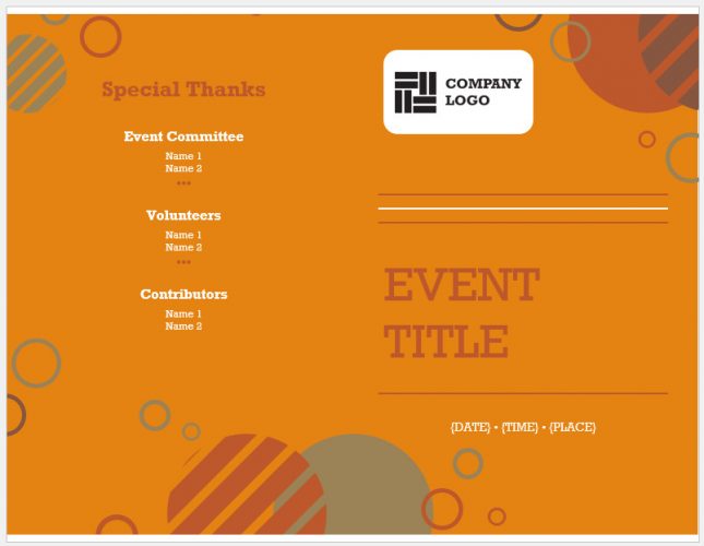 √ Free Printable Event Program Template Word