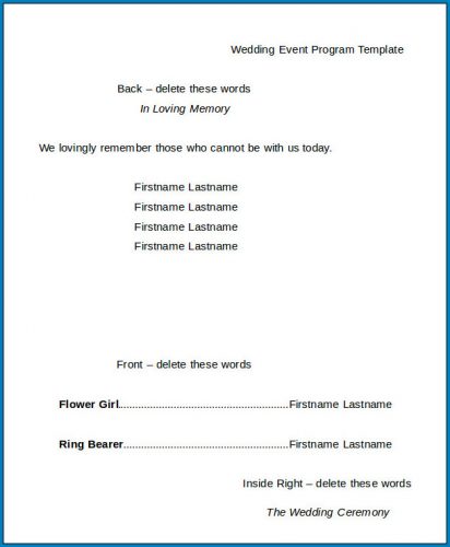 √ Free Printable Event Program Template Word