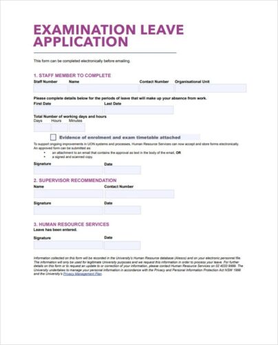 √ Free Printable Leave Application Form