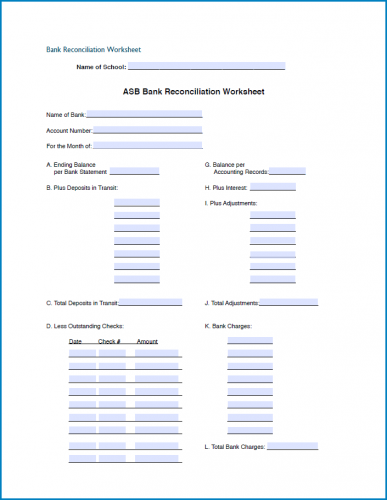 √ Free Printable Bank Reconciliation Form