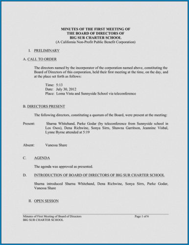 √ Free Printable Board Meeting Minutes Template