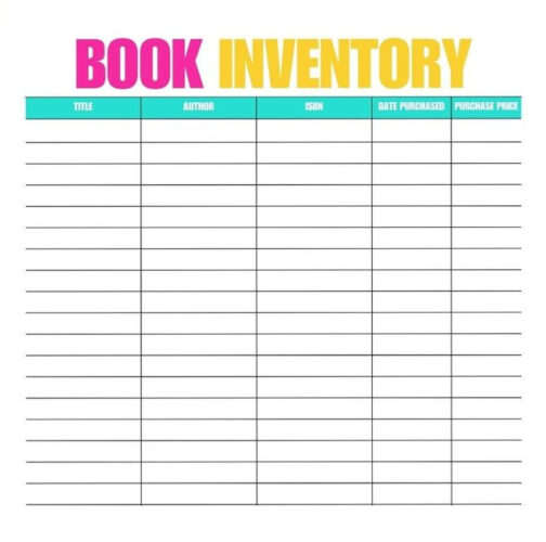 √ Free Printable Book Inventory List Template
