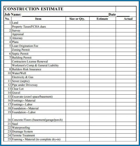 √ Free Printable Building Quote Template