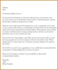 √ Free Printable Business Letter Of Recommendation Template