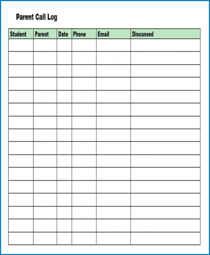 √ Free Printable Call Log Template