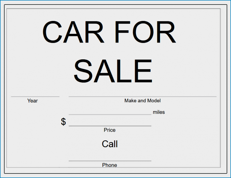 √ Free Printable Car For Sale Sign Template