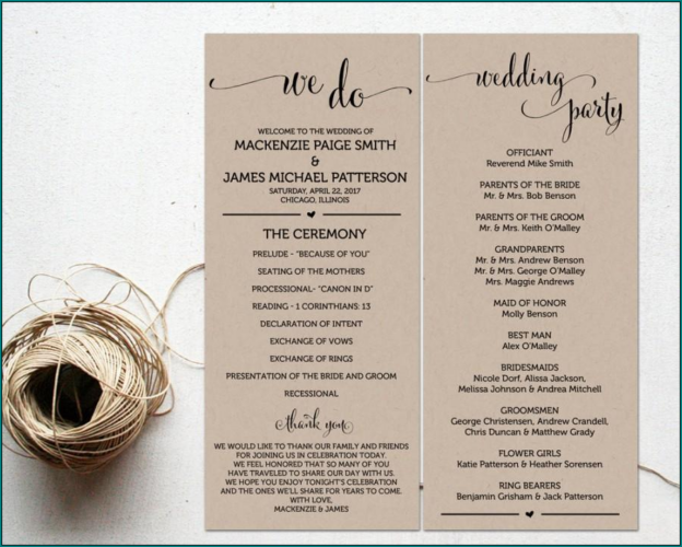 √ Printable Ceremony Program Template