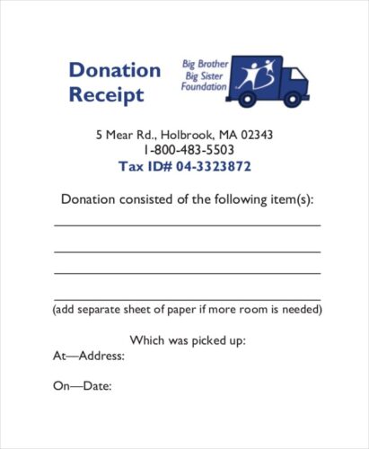 √ Charitable Contributions Receipt Template