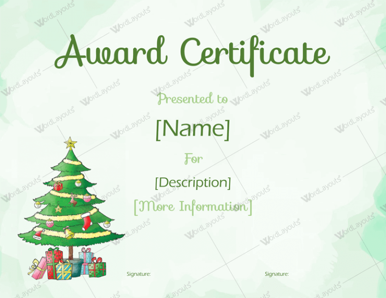 √ Christmas Theme Award Certificate Template