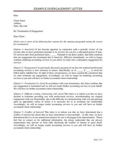Example of Client Termination Letter Template | Templateral