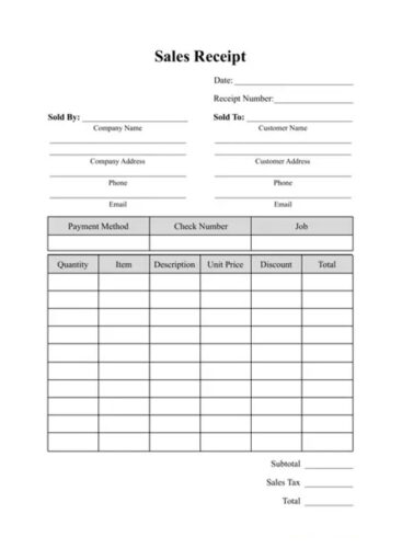 √ Free Printable Commercial Receipt Template