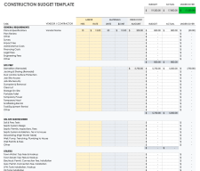 √ Construction Cost Tracking Worksheet Template (Excel)