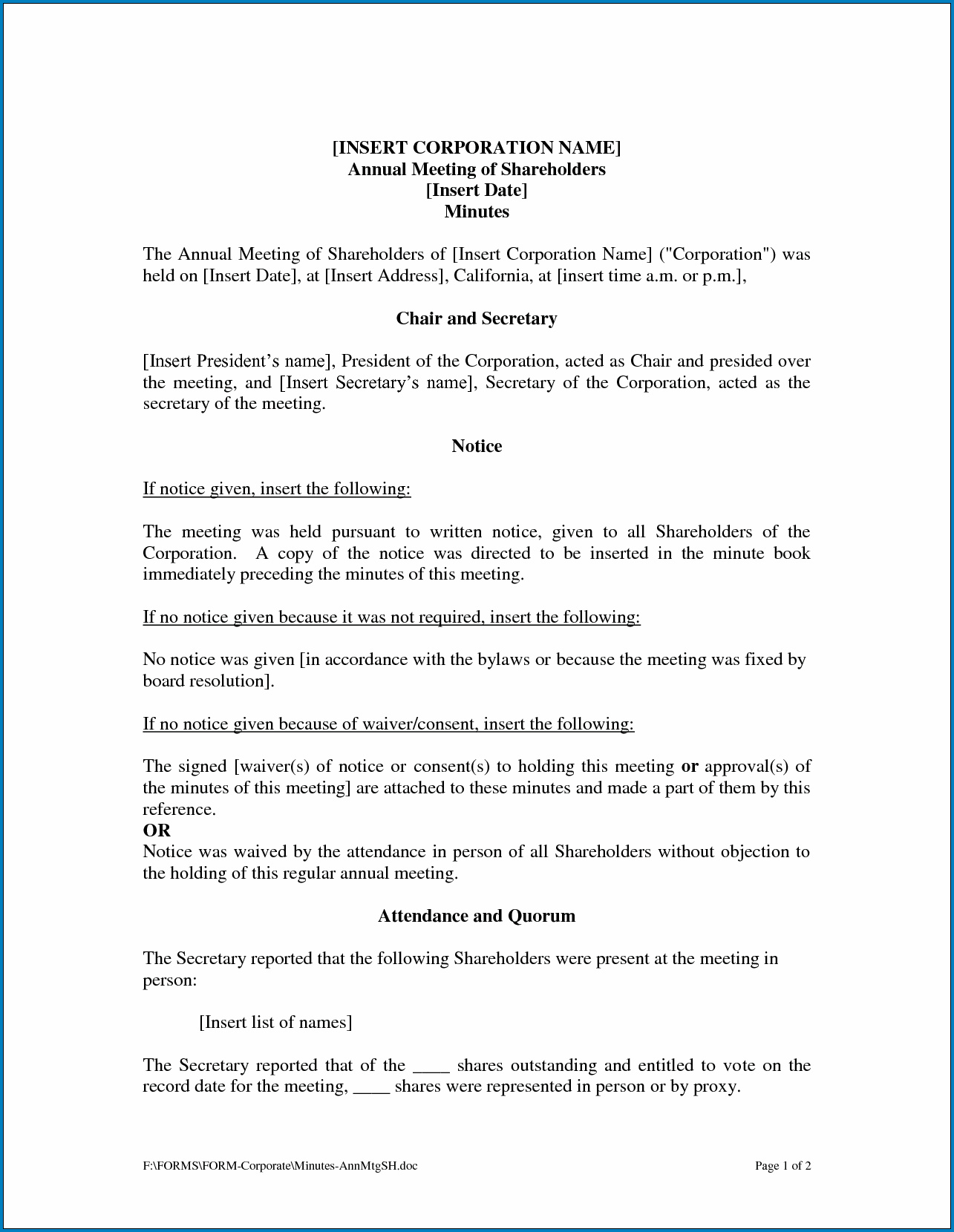  Free Printable Corporate Meeting Minutes Template Templateral