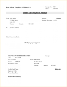 Example of Credit Card Receipt Template | Templateral