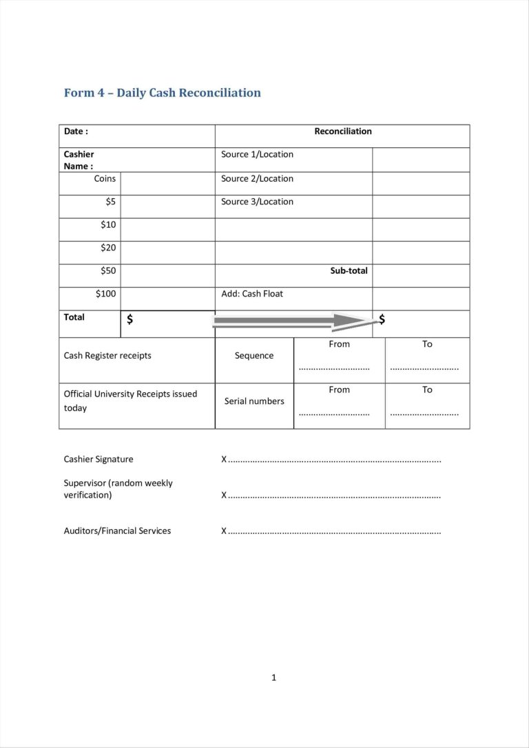 √ Free Daily Cash Sheet Template (Excel)